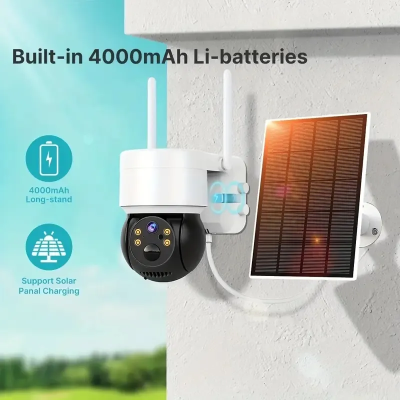 Wireless Solar Security Camera - 1080P Outdoor WiFi Camera, Battery ...