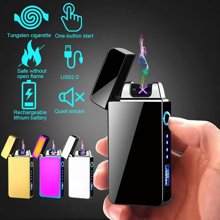 DHgate.com:New Electric Dual Arc USB Lighter Rechargable Windproof ...
