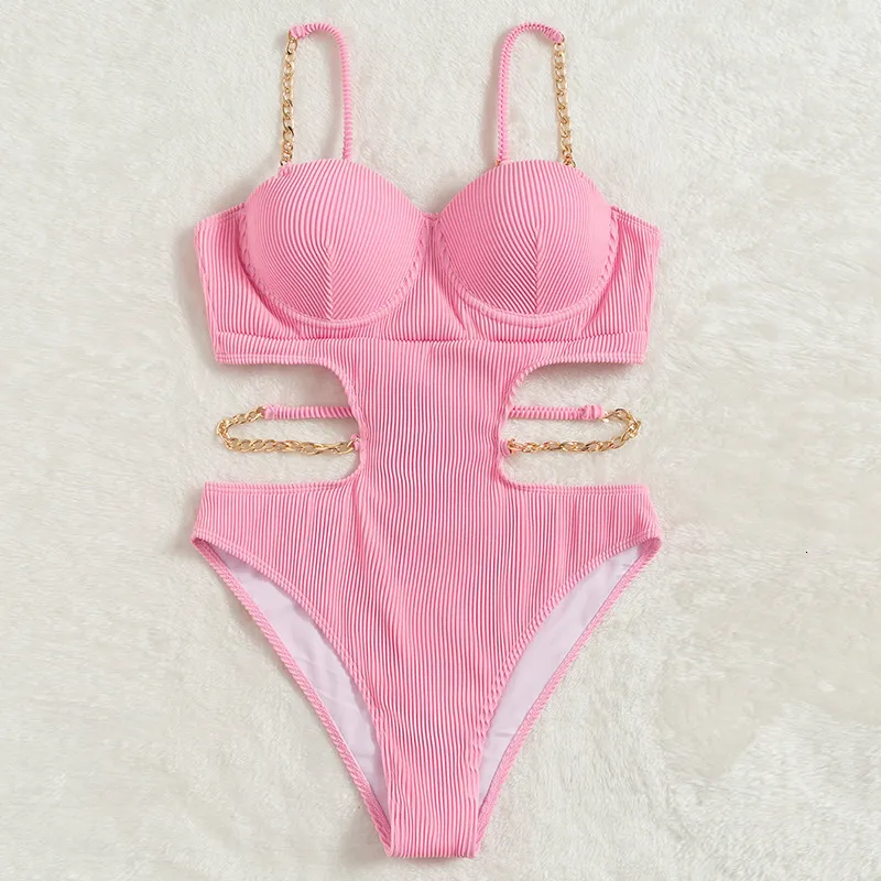 DHgate.com:Womens Sexy Push Up Underwire Monokini Swimwear: Pink Chain ...