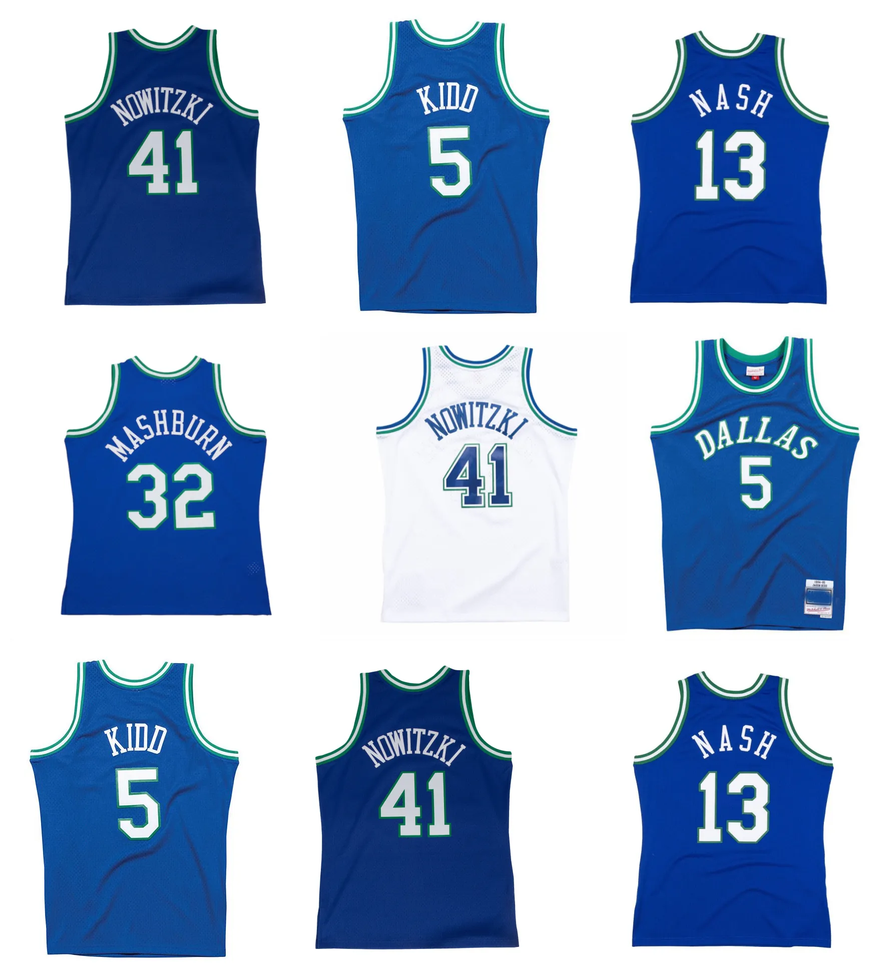 Vintage Mavericks Jersey - Nowitzki, Kidd, Nash, Mashburn Throwback ...