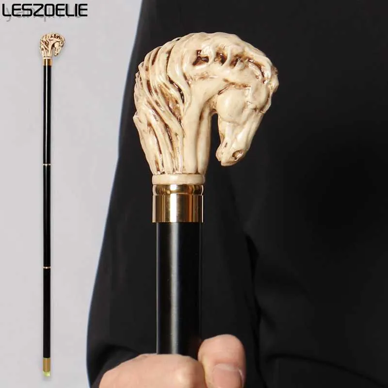 Retro Resin Horse Head Trekking Poles Detachable Wooden Walking Sticks ...