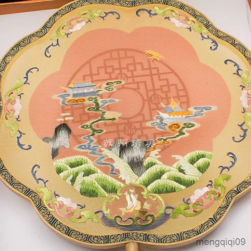 DHgate.com:Elegant Suzhou Embroidery Double-Sided Palace Fan for ...