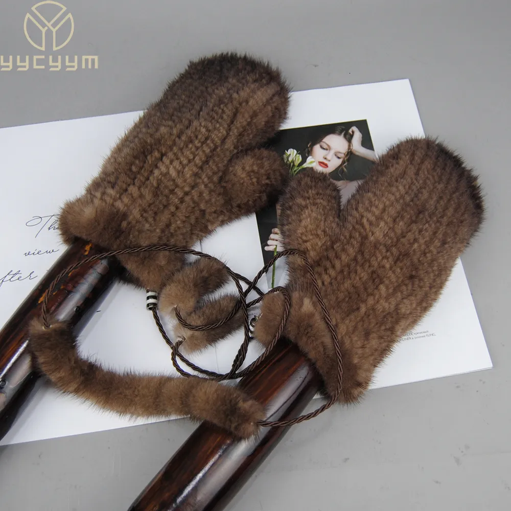 Genuine Mink Fur Fingerless Gloves: Real Natural Knitted Winter Fashion ...