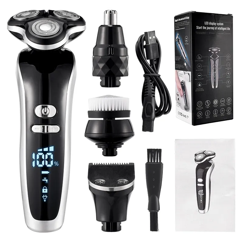 4D Electric Shaver Beard Trimmer For Men USB Rechargeable Cordless Hair ...