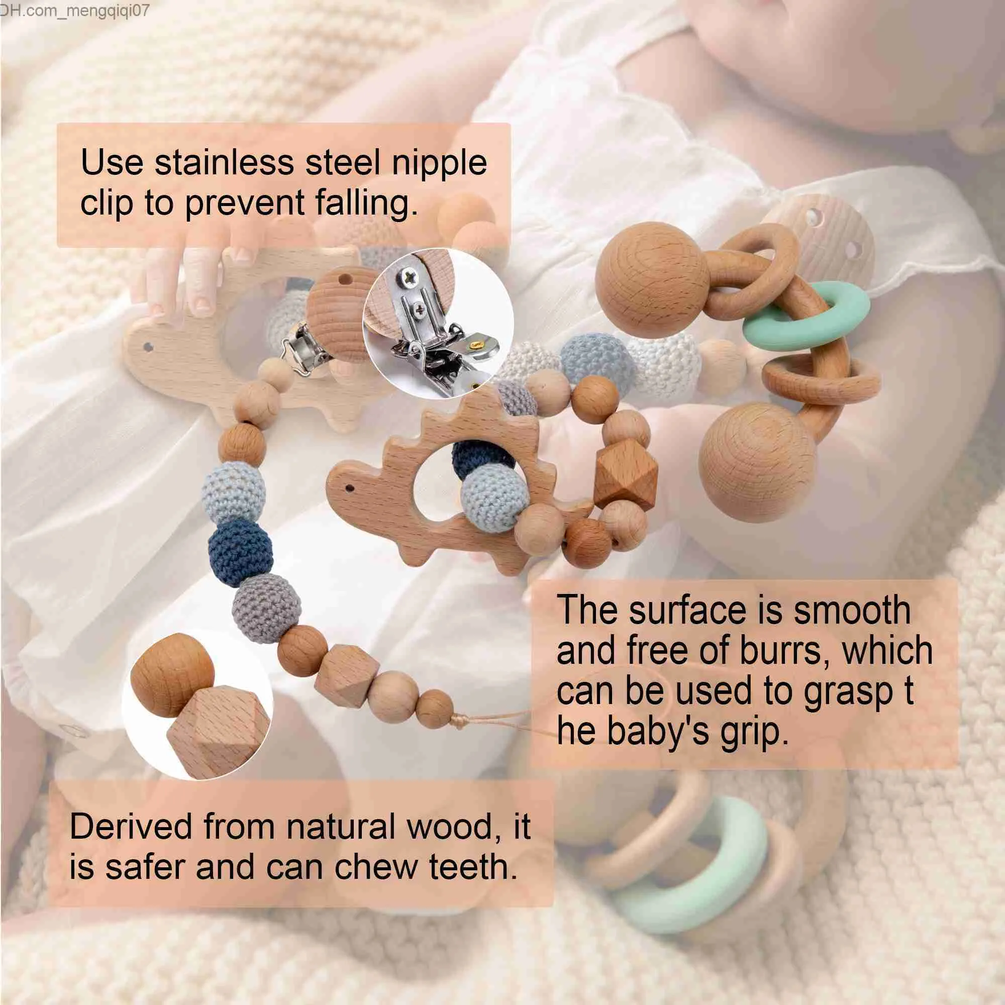 DHgate.com:Baby Wooden Music Speaker Pacifier Holder Clips, 3 Pieces ...