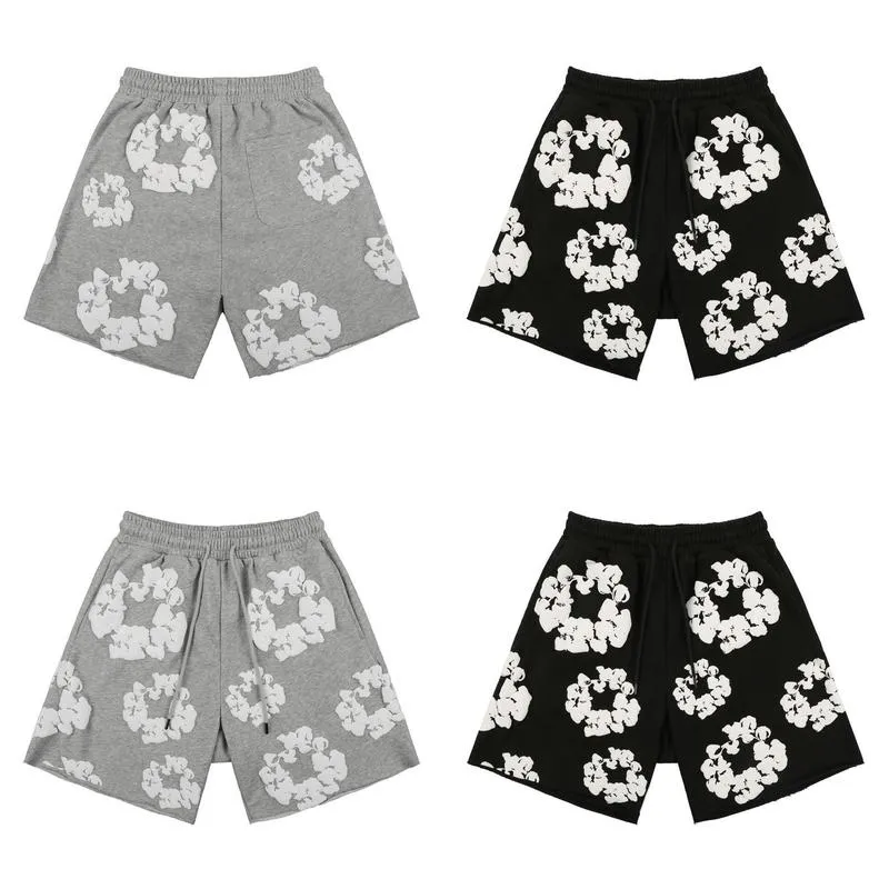 Men's Casual Summer Shorts: Europe USA Flower Puff Print High Street ...