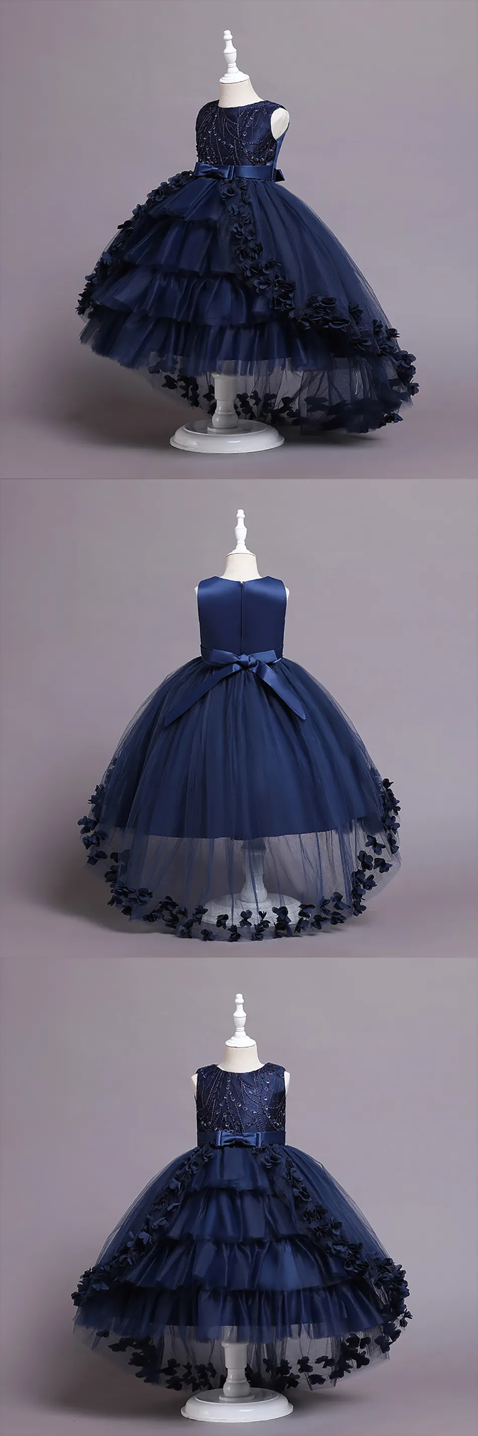 Elegant Pink Lace Princess Tailing First Communion Dress For Baby Girls ...