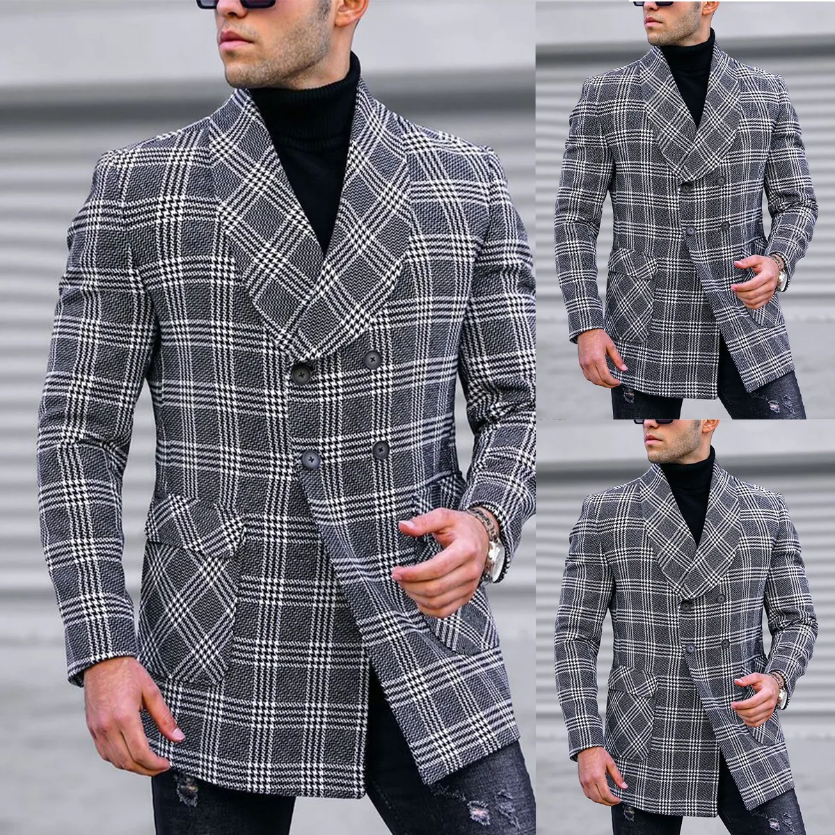Plaid Men Wedding Tuxedos Shawl Lapel Groom Wear Blazer For Male ...