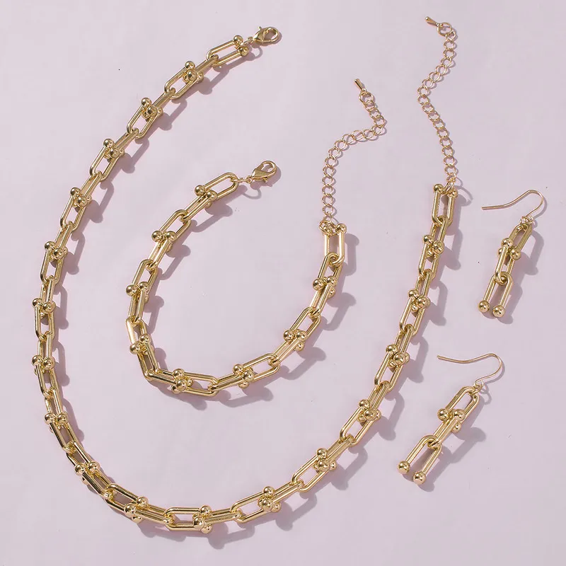DHgate.com:Minimalist Chic Linked Chain Alloy Jewelry Sets for Women ...