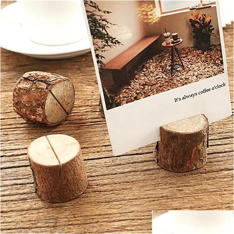 Natural Tree Wood Pile Name Place Cork Card Holder Table With Stump ...