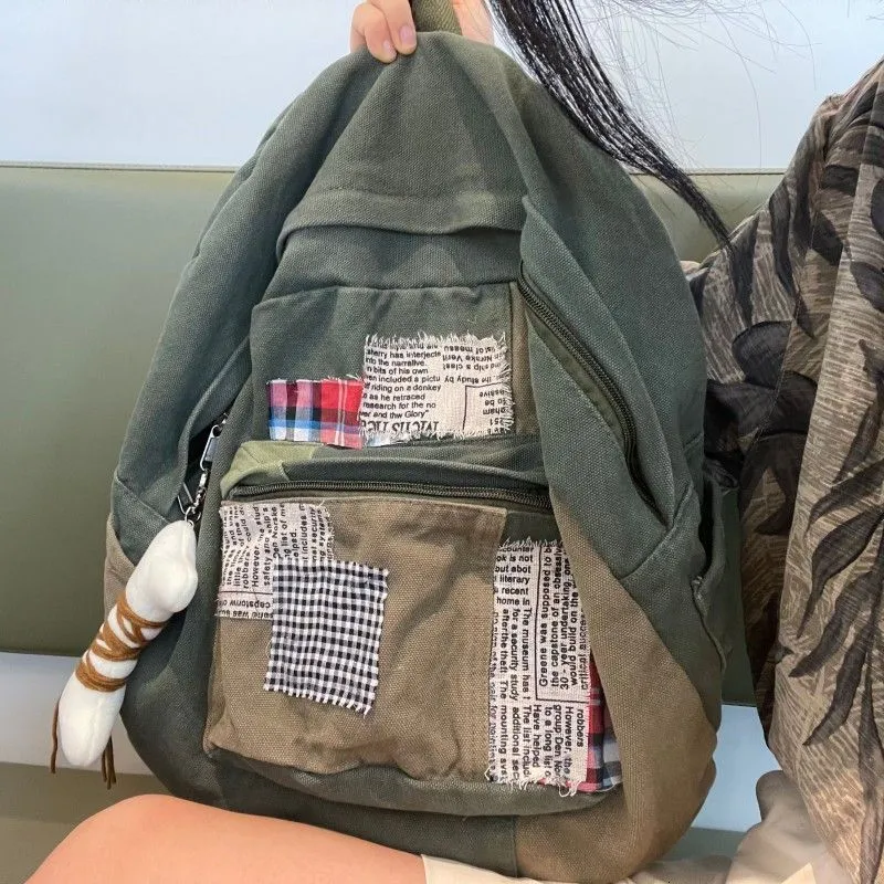 Vintage Patchwork Canvas Backpack For Japanese Students From Gou04, $28 ...