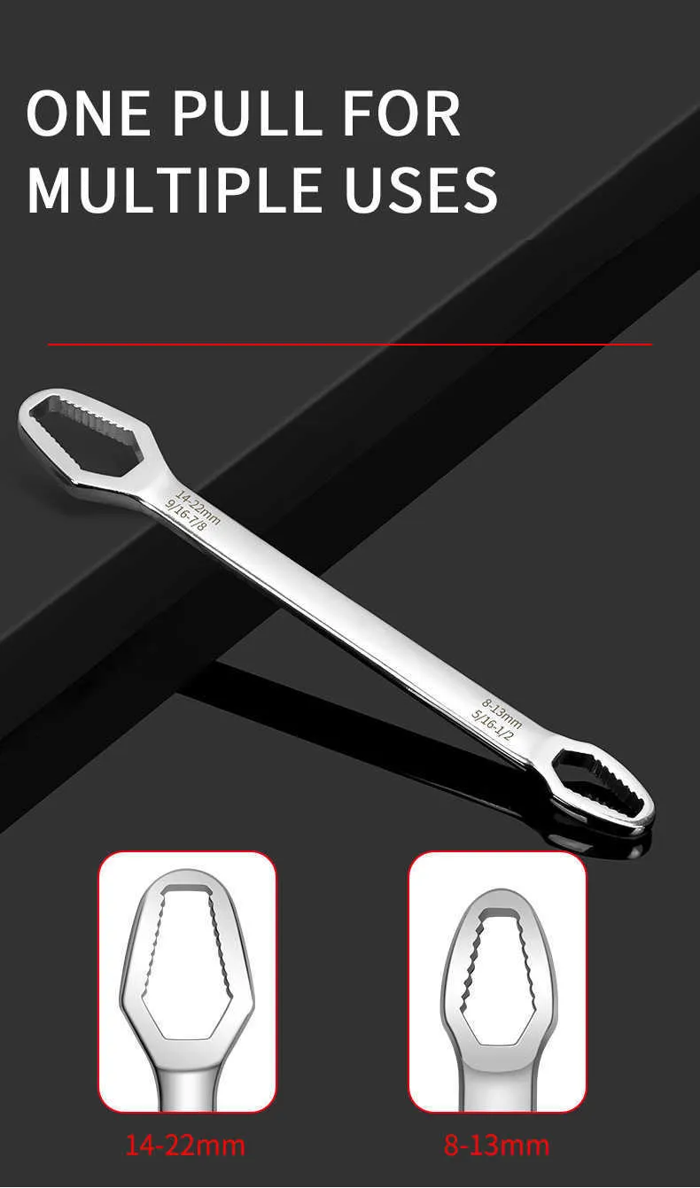 Universal Ratchet Wrench Double Head Spanner 8 22mm, Multifunction ...