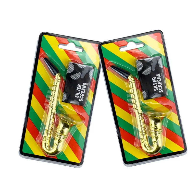 Metal Smoking Pipe Saxophone Shape Herb Tobacco Portable Hand Smoke ...