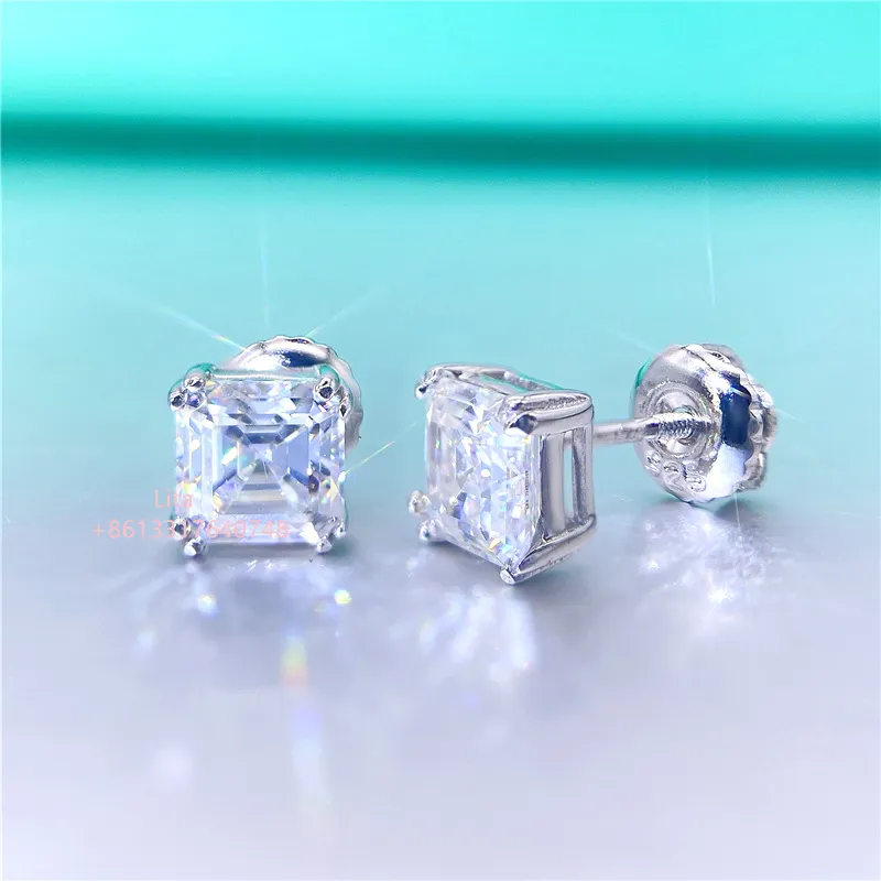 Fashion Jewelry Wholesale: Bling Diamond Asscher Cut Moissanite Stud ...