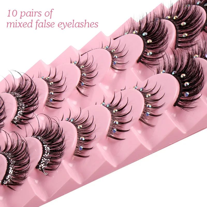 DHgate.com:10 Pairs Faux Mink Diamond Eyelashes, Glitter Fluffy Wispy ...