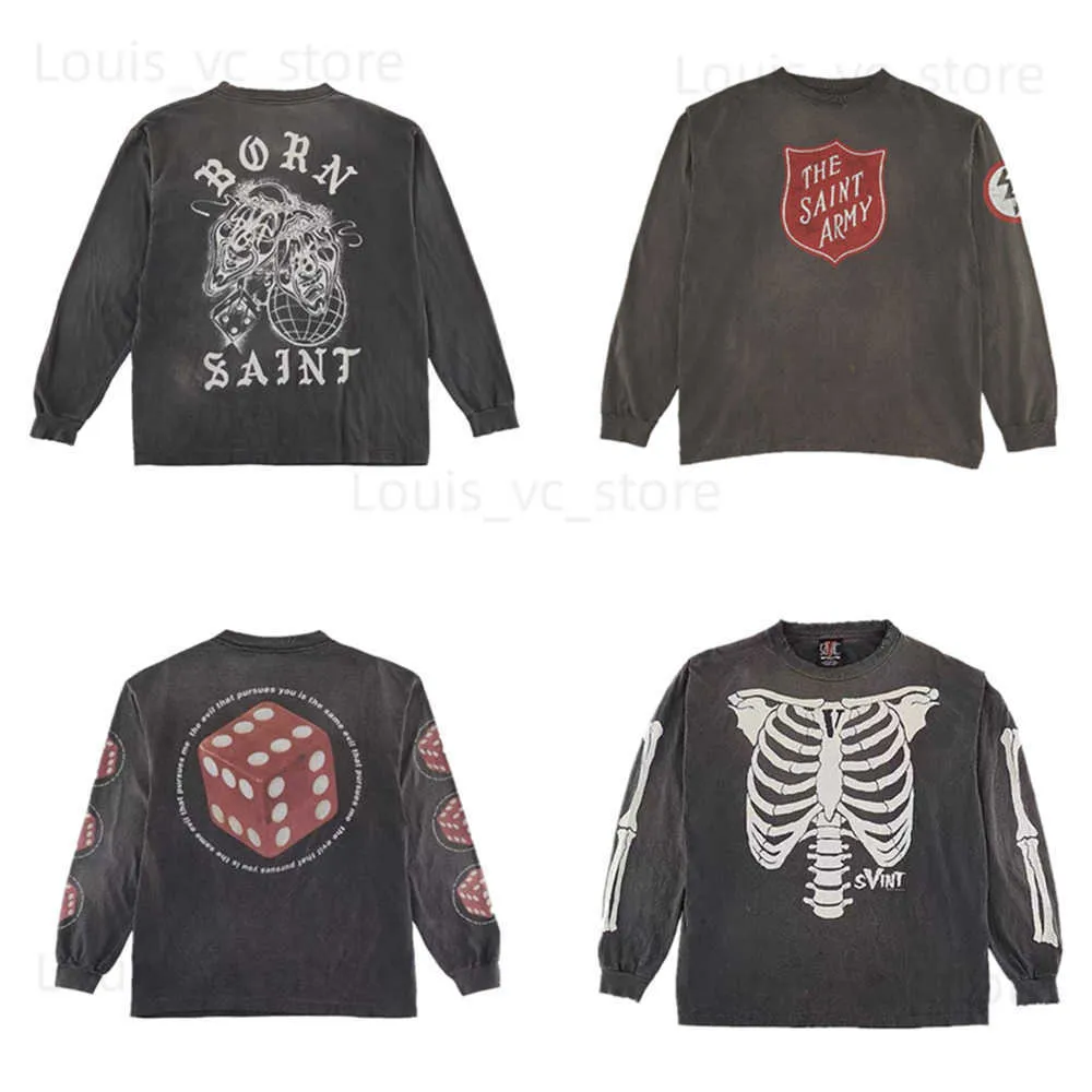 Frog Drift SAINT MICHAEL Streetwear Ropa Vintage Dice Skeleton Printed ...