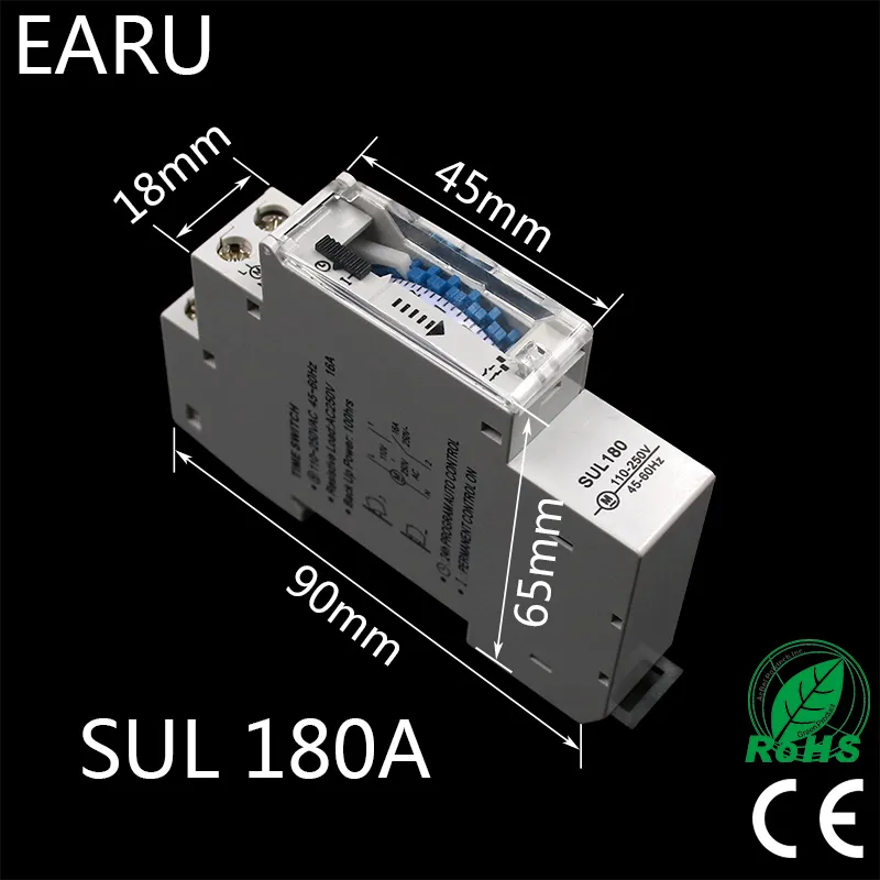 Timers SUL180a 15-Minute Mechanical Timer, 24-Hour Programmable DIN ...