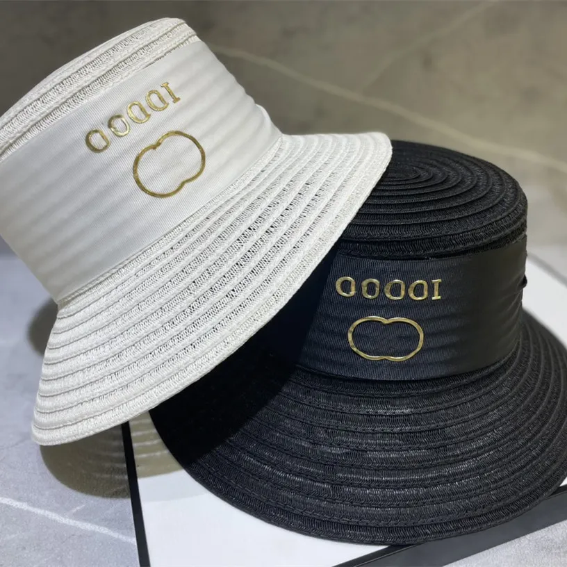 Women's Fashion Sunshade Straw Hat With Wide Brim And Letter Design Top ...