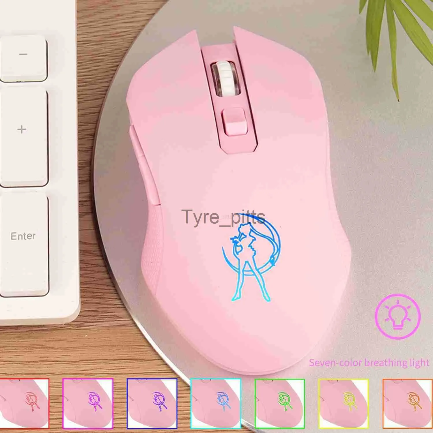 DHgate.com:Pink Wireless Charging Mouse, Silent Gaming Mouse with ...