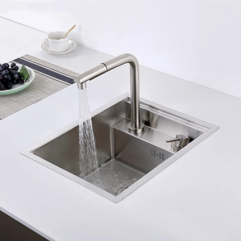 DHgate.com:Brushed Stainless Steel Hidden Single Bowl Lifting Tap ...