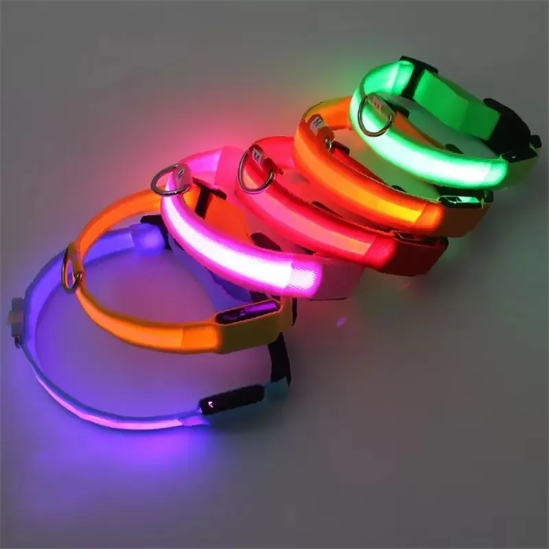 Dog Collar Light - Rechargeable LED Pet Safety Collar for Night Walks ...