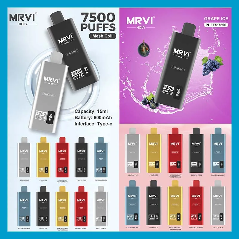 Mrvi Holy 7500 Puffs Disposable Vape Pen E Cigarette Device With 600mAh ...