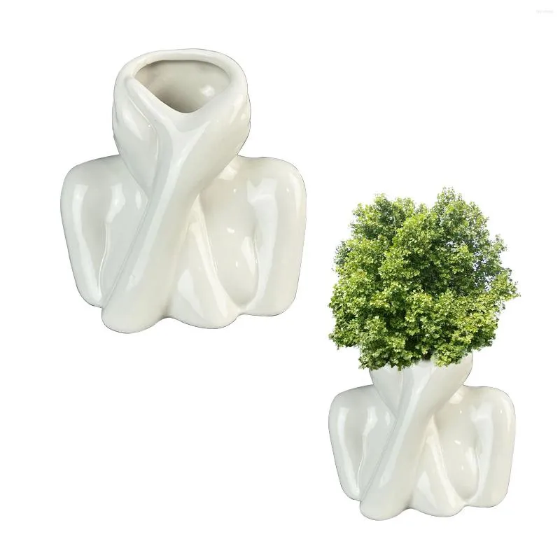 Artistic Half Face Ceramic Flower Vase Modern Nordic Style Centerpiece ...