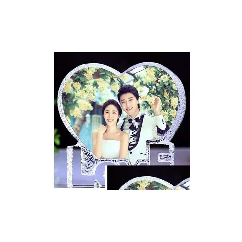 DHgate.com:Custom Heart Crystal Picture Frame, 10x10cm, Glass Album for ...