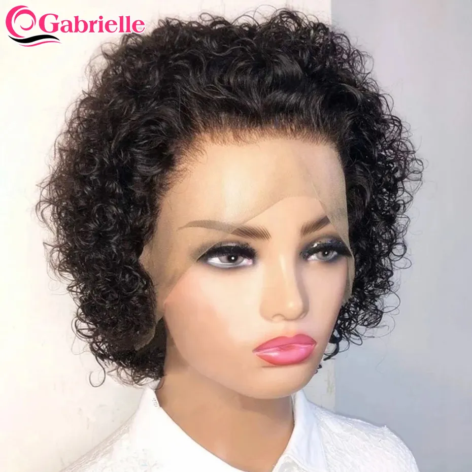 Gabrielle Pixie Cut Brazilian Human Hair Short Bob Curly Outre ...