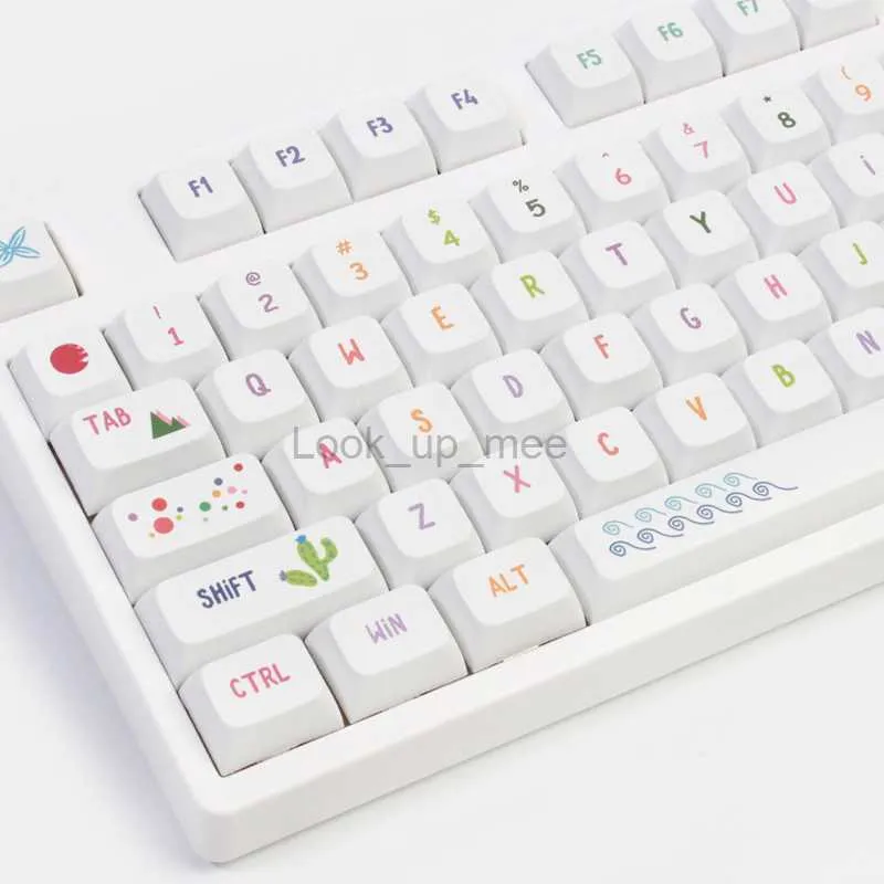 128 Key PBT XDA Profile White Keycaps For Mechanical Gaming Kawaii ...