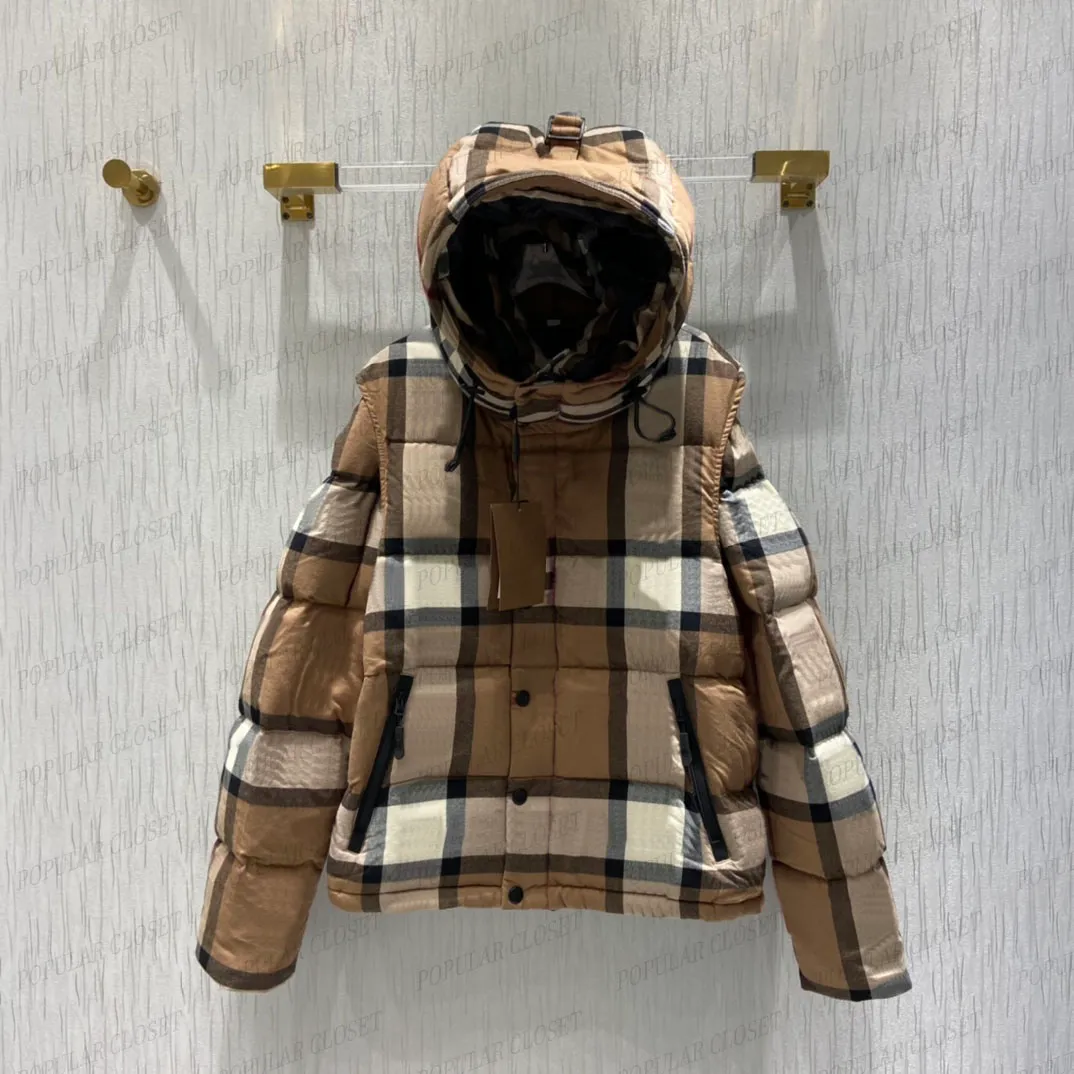 Striped Plaid Removable Sleeve Hooded Down Jacket from Dhgate Men's ...