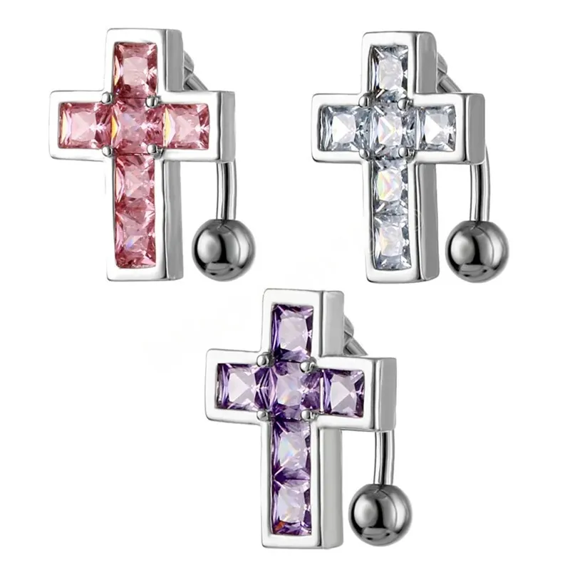 Personalized Copper Cross Umbilical Navel Belly Button Ring For Women ...