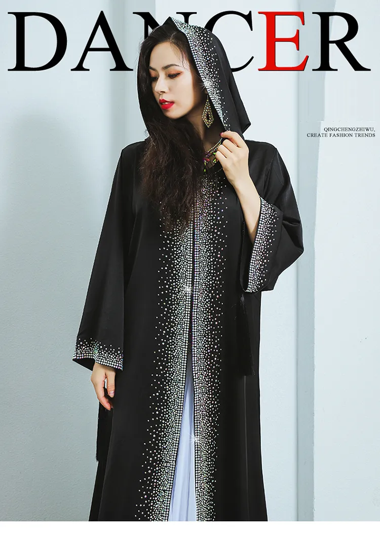 Womens Belly Dance Costume: Long Long Black Robe Perforamce For ...