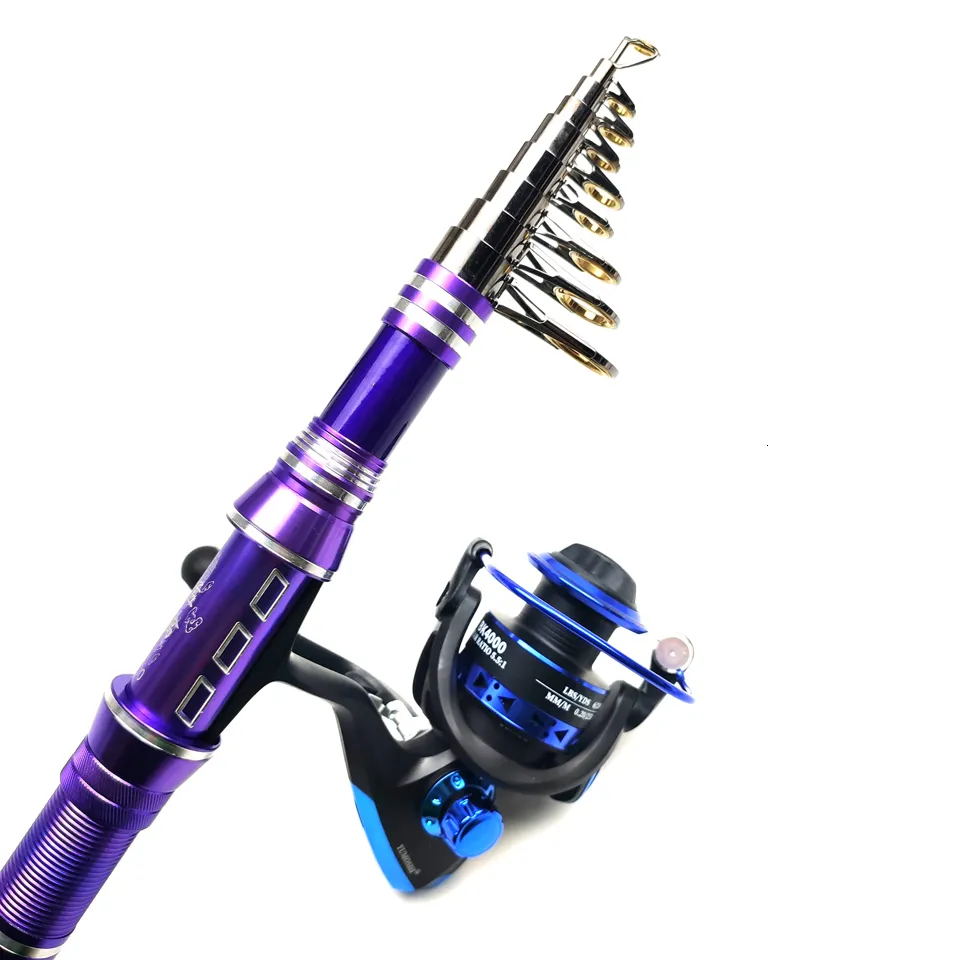 Carbon Telescopic Purple Fishing Rod Combo 2023 Model, Purple Travel ...