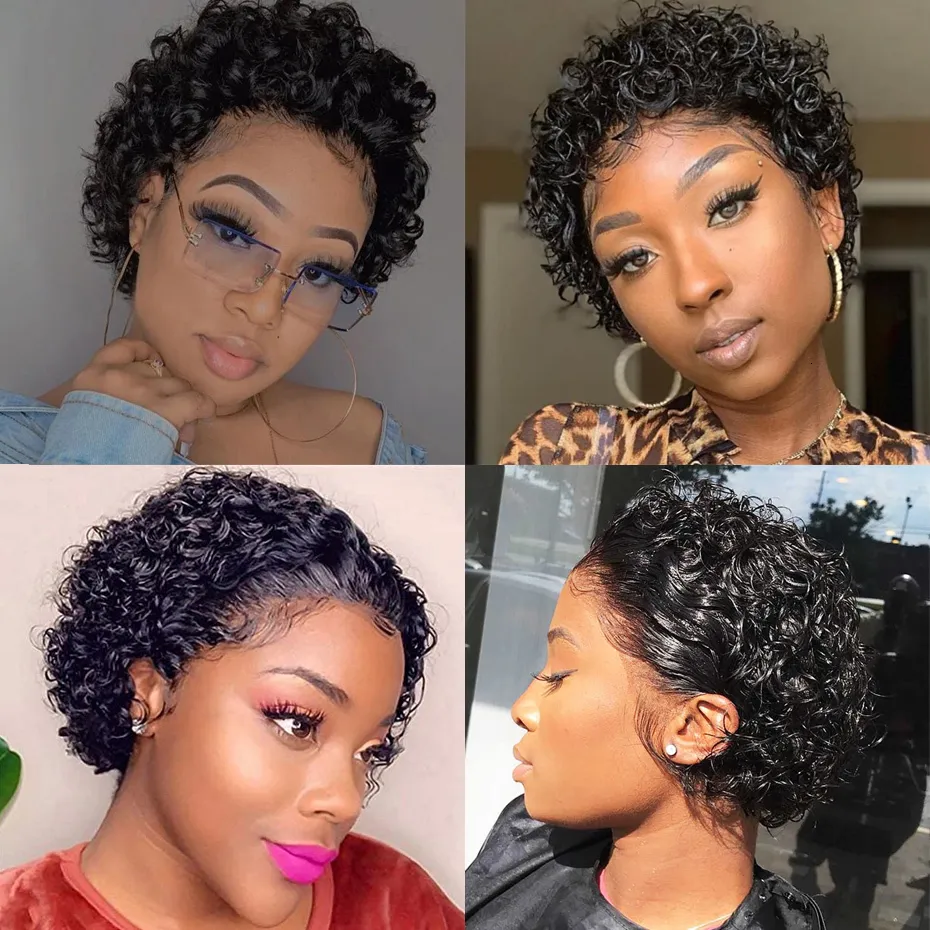 Gabrielle Pixie Cut Brazilian Human Hair Short Bob Curly Outre ...