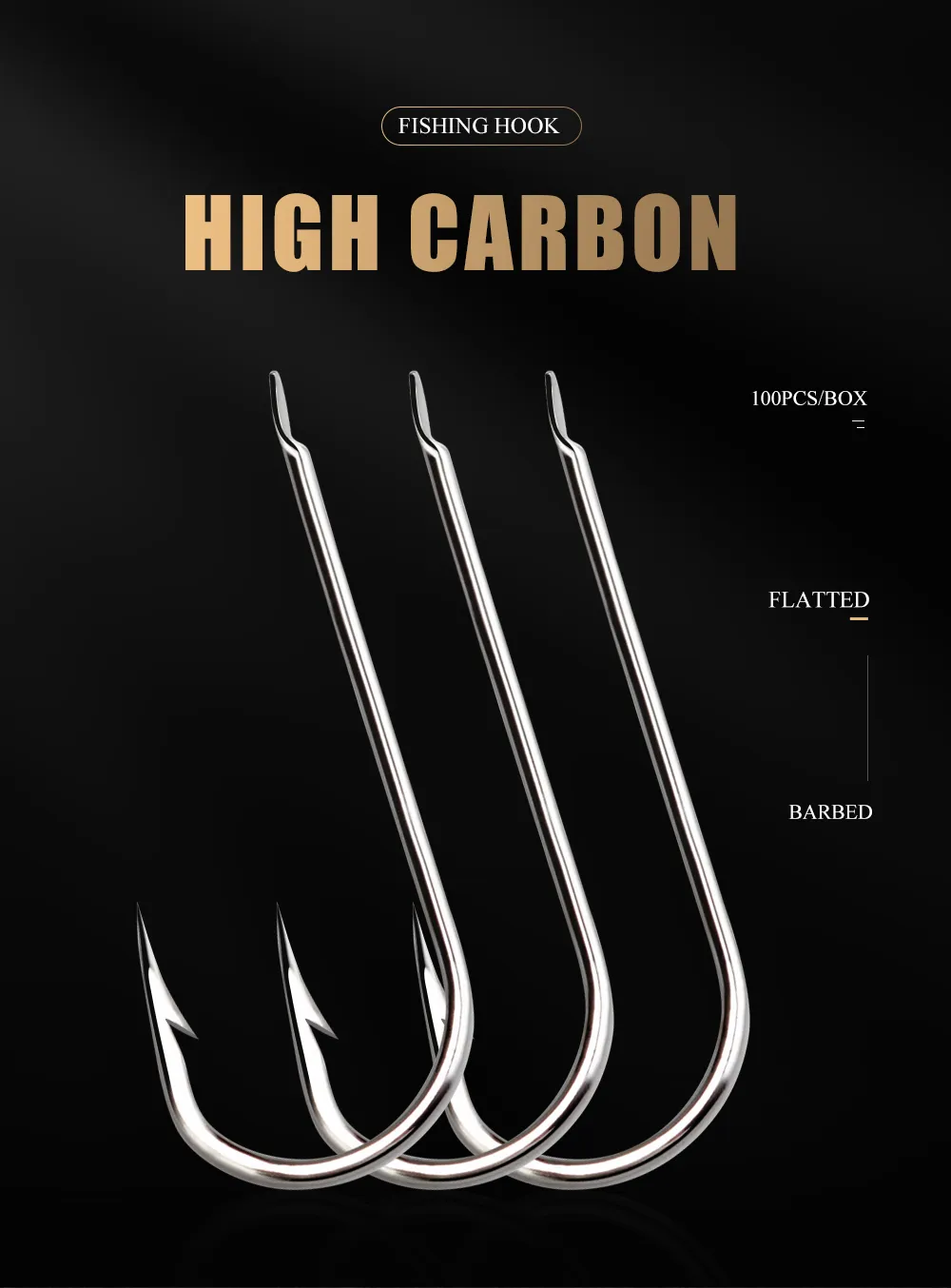Barbed Fishing Hooks Set - High Carbon Steel Fishhooks Size 1#-10# for ...