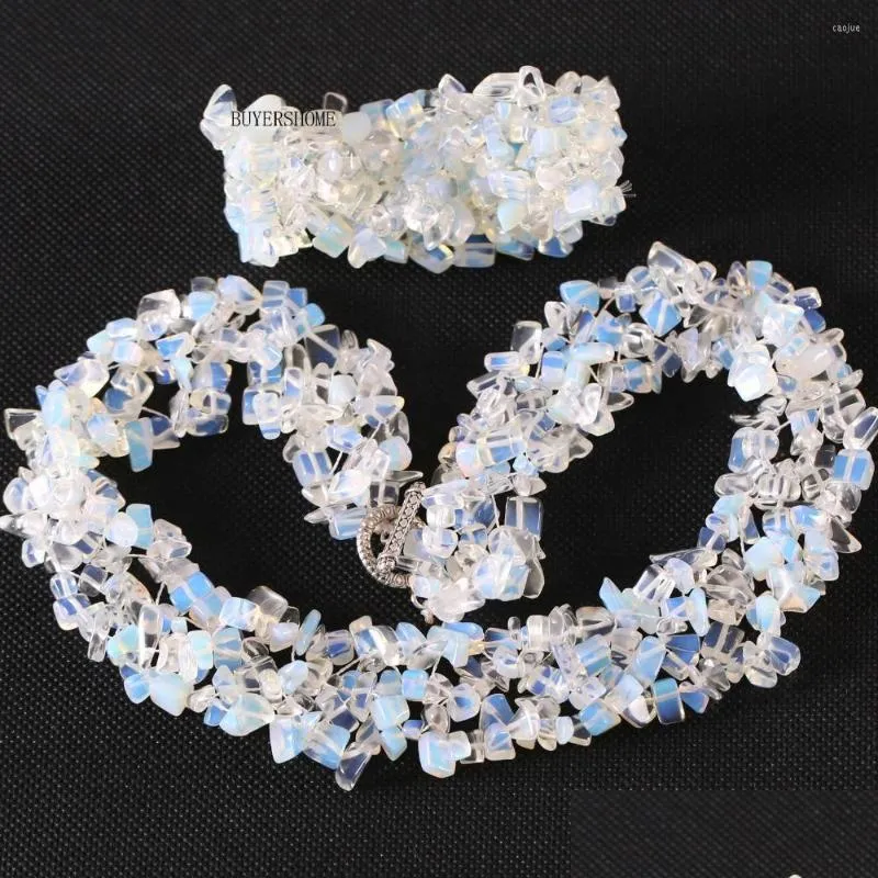 DHgate.com:4-8mm Natural White Opal Stone Jewelry Set: Bracelet ...