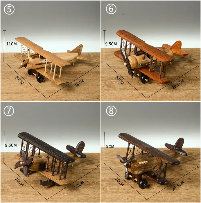 Vintage Wooden Airplane Model Handmade Retro Aircraft Decoration ...