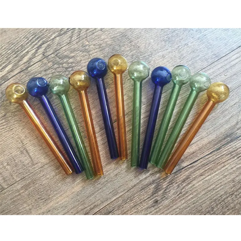 10CM Great Pyrex Thick Color Glass Oil Burner Pipe Glass Tube Oil ...