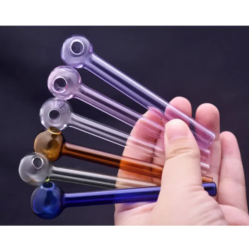 10CM Great Pyrex Thick Color Glass Oil Burner Pipe Glass Tube Oil ...