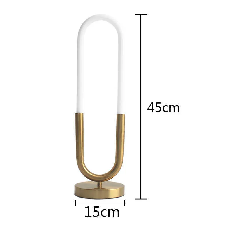 U Shaped LED Table Lamp, Modern Bedside Desk Reading Light, Silicone ...