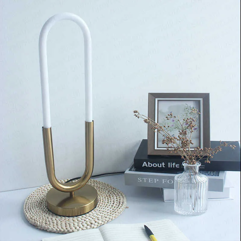 U Shaped LED Table Lamp, Modern Bedside Desk Reading Light, Silicone ...