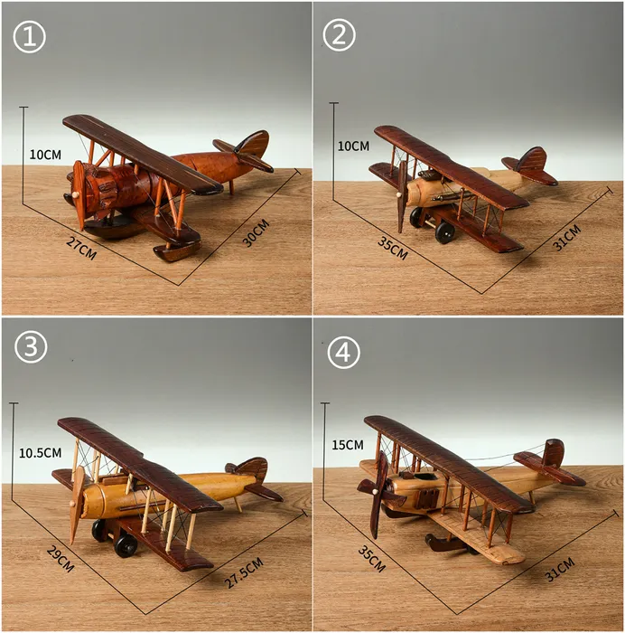 Vintage Wooden Airplane Model Handmade Retro Aircraft Decoration ...