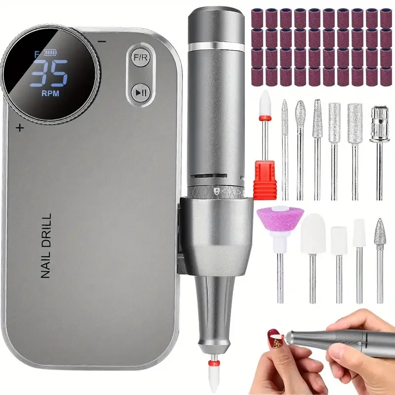 Professional Electric Nail File: 35000 RPM Rechargeable Manicure ...