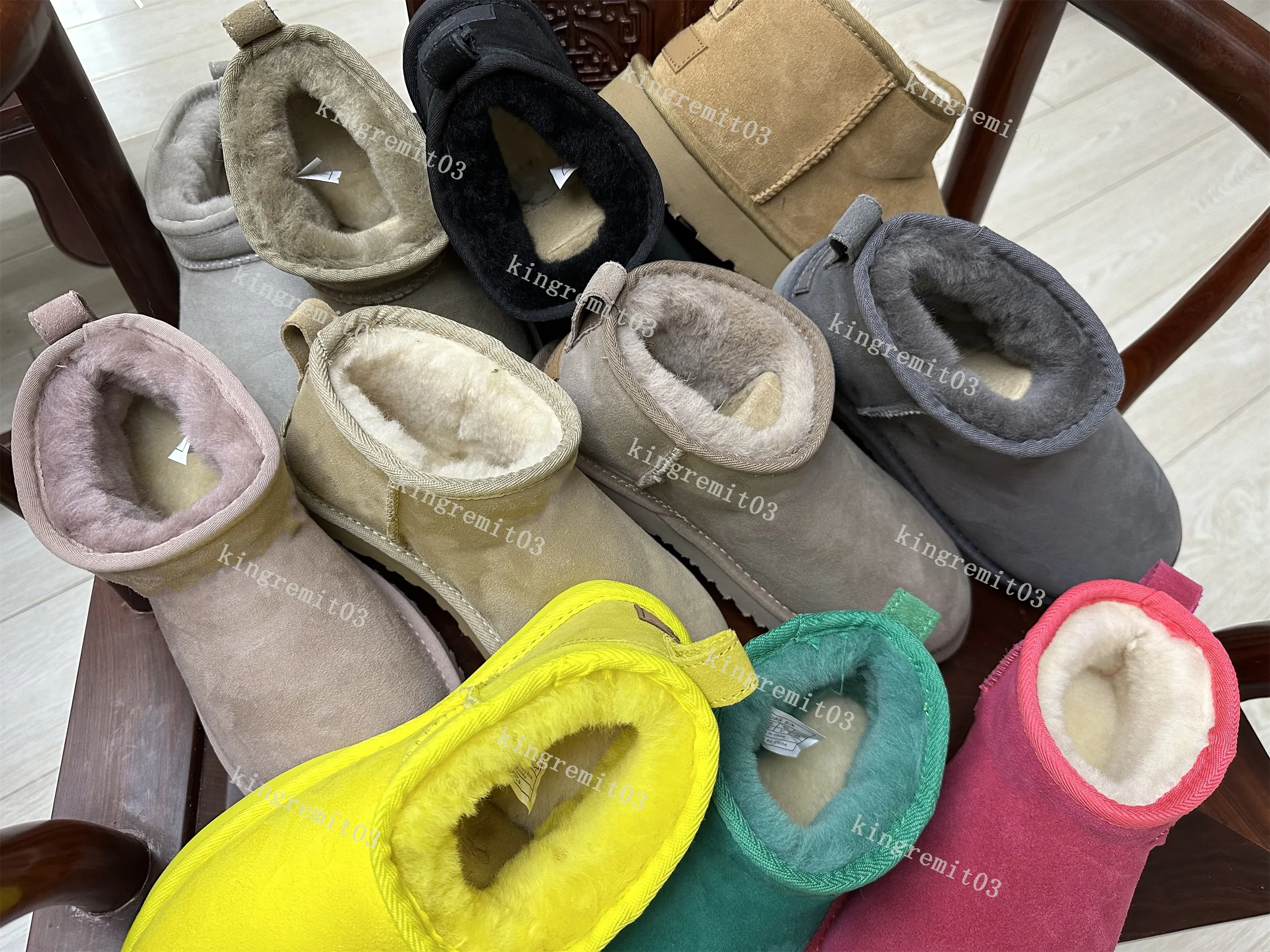 Designer Australian Fur Slides Ultra Mini Platform Slip On Kids Snow ...