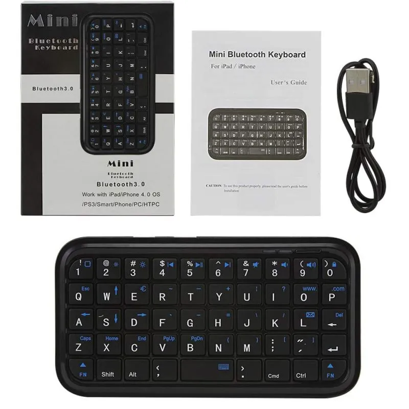 Bluetooth 3.0 Keyboard, Rechargeable Mini Slim Travel Size Wireless ...