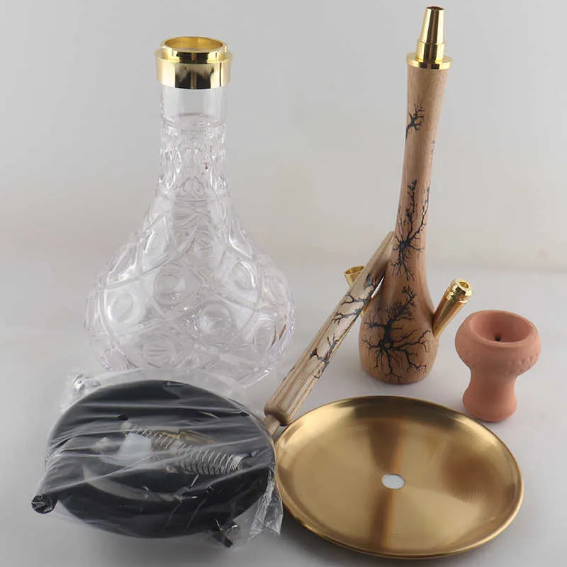Luminous Handle Electric Shock Wooden Hookah Set Complete 2024 Smoking ...