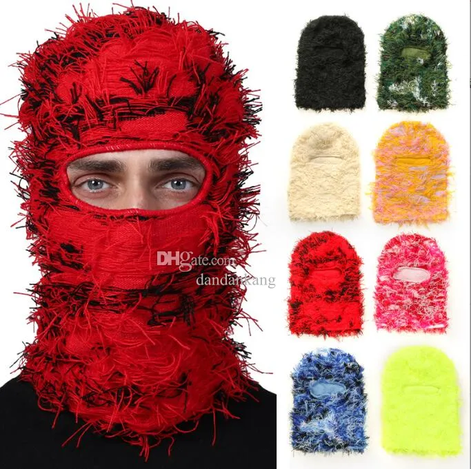 Winter knitted balaclava face mask knit full face cover one hole unisex ...
