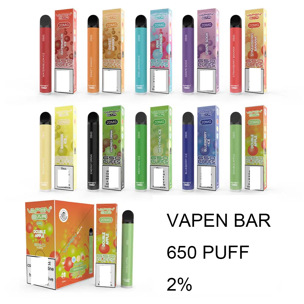 Disposable Vapes VAPEN BAR 650 Puffs Disposable E Cigarettes 2.0ml ...