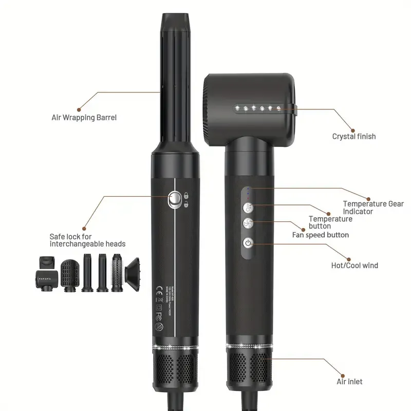 7-in-1 Hair Styler: 110000RPM High-Speed Blow Dryer Brush, Ionic Hot ...